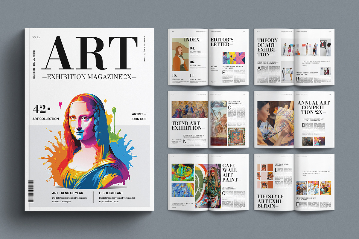 Art Exhibition Magazine Layout, a Magazine Template by E-Type