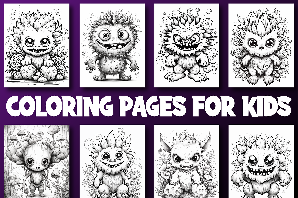 Cute Monster Coloring Pages for Kids, an Animal Illustration by Design Zone