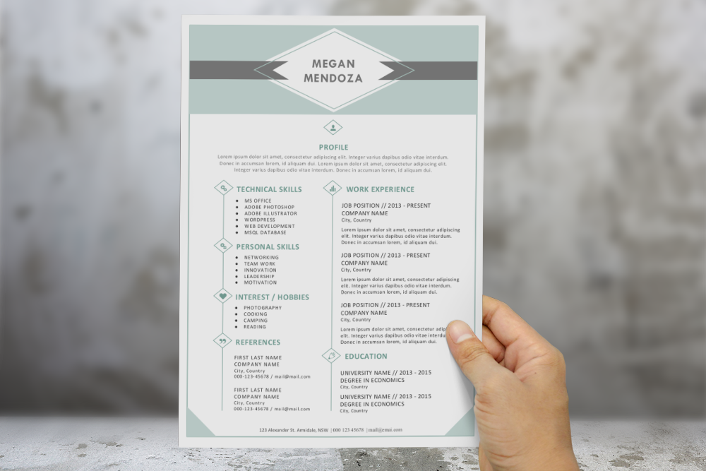 2 in 1 Word diamond resume, a Resume Template by Inkpower