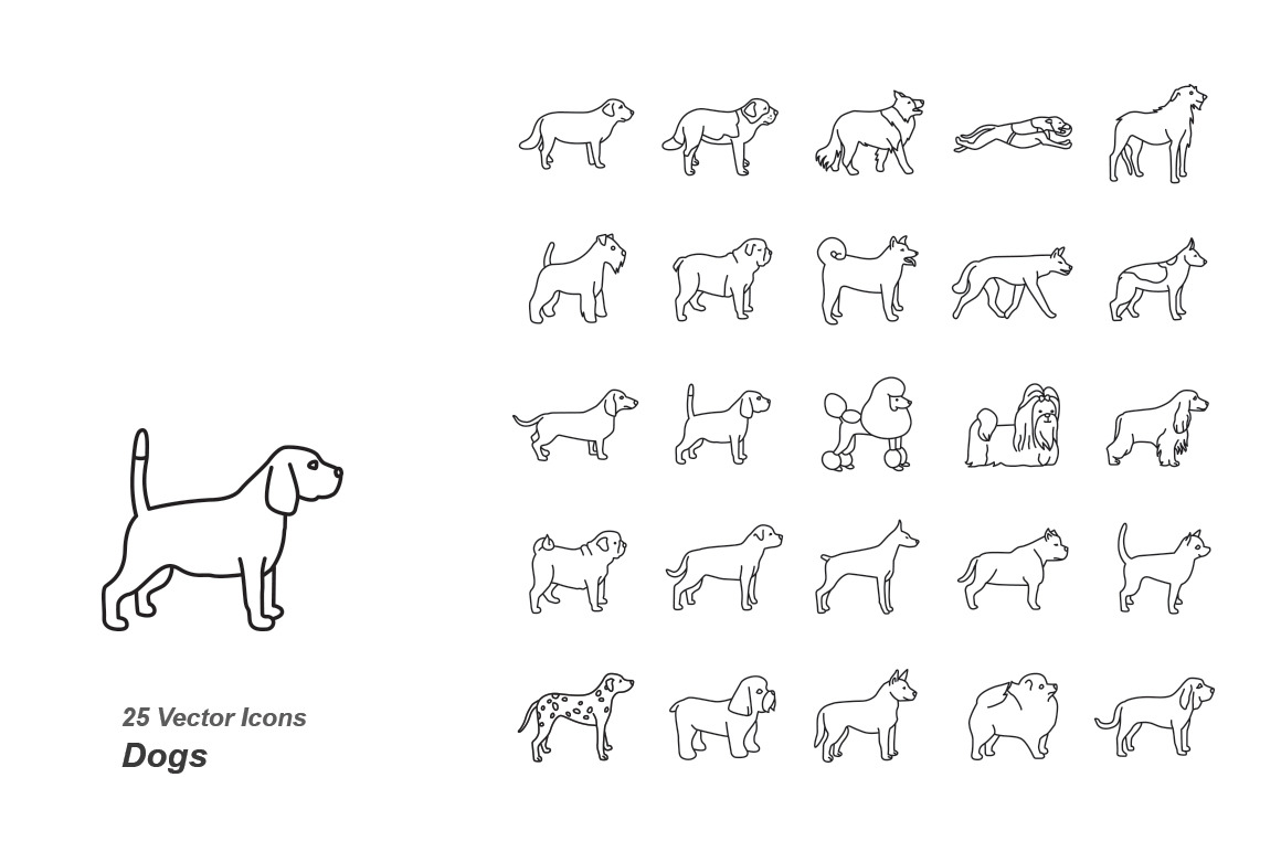 Dogs outlines vector icons, an Icon by Jisun Park