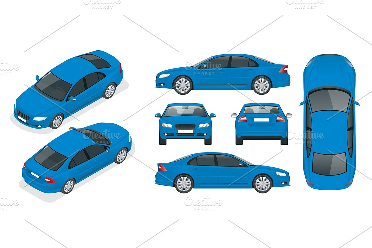 Set of Sedan Cars. Isolated car, template for branding and advertising ...