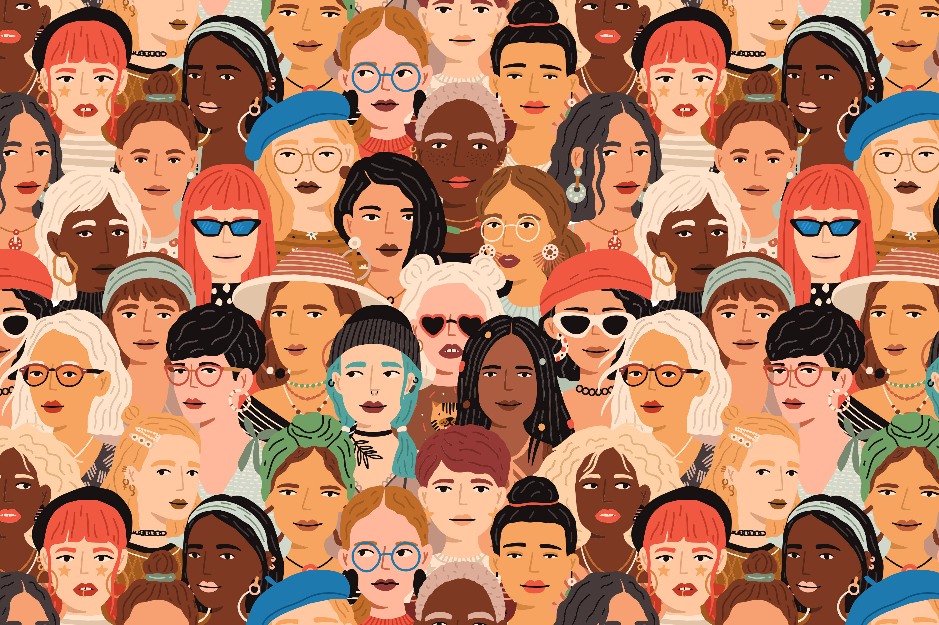 Crowd of women seamless pattern, a Pattern Graphic by Good Studio