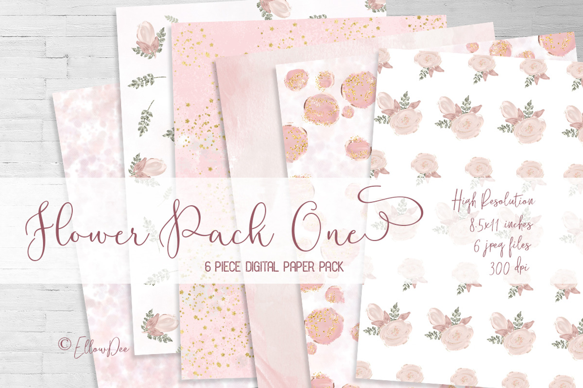 Floral Paper Digital Paper Pack Pink, a Wallpaper Graphic by EllowDee