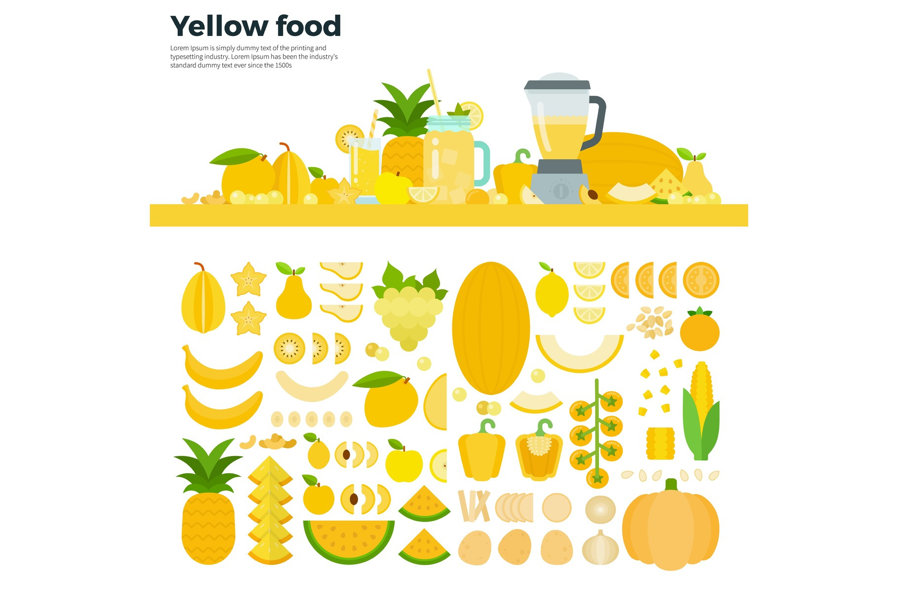 Yellow healthy food on the table | Food Illustrations ~ Creative Market