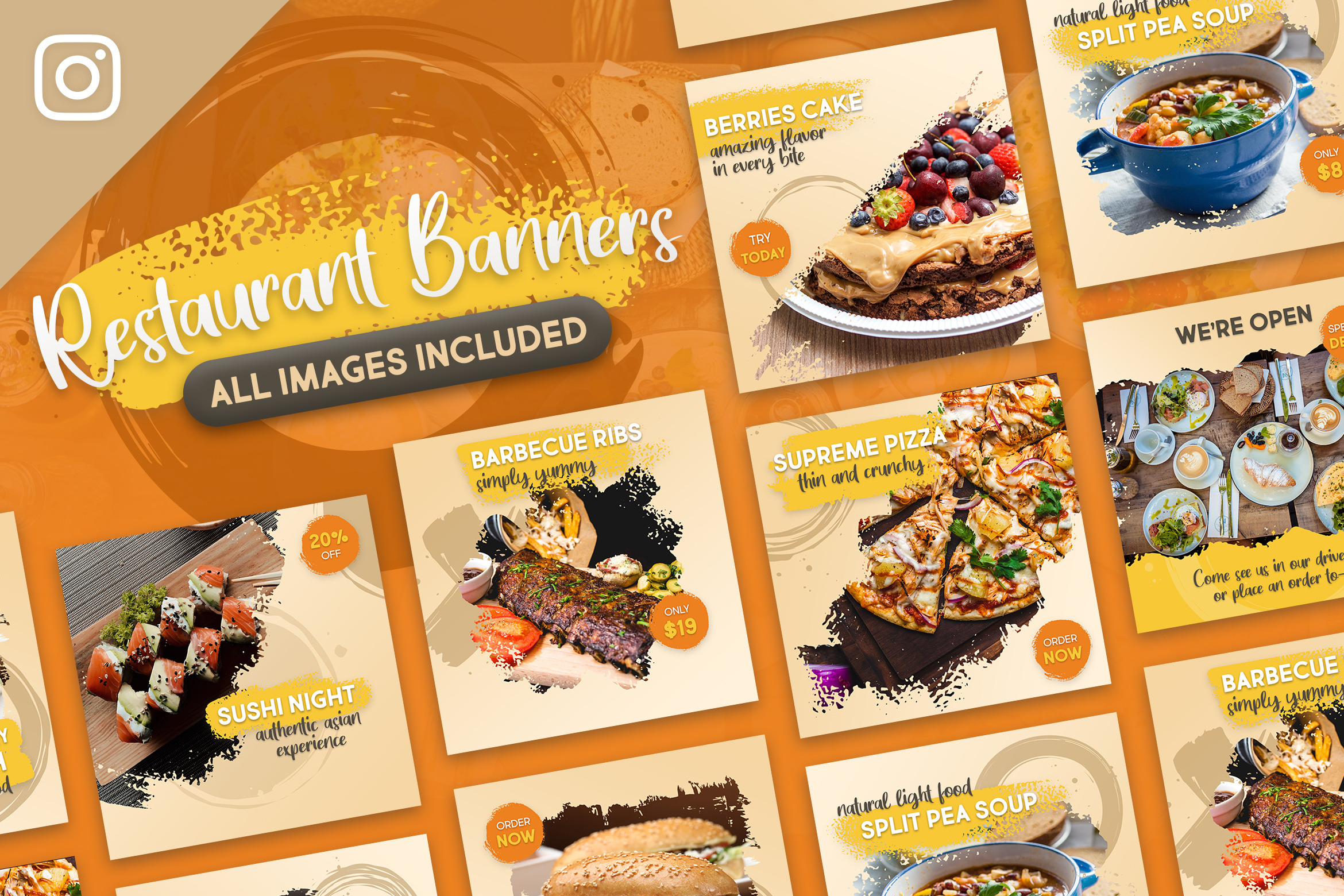 Instagram Resturant Banners, a Social Media Template by Brandify Studio