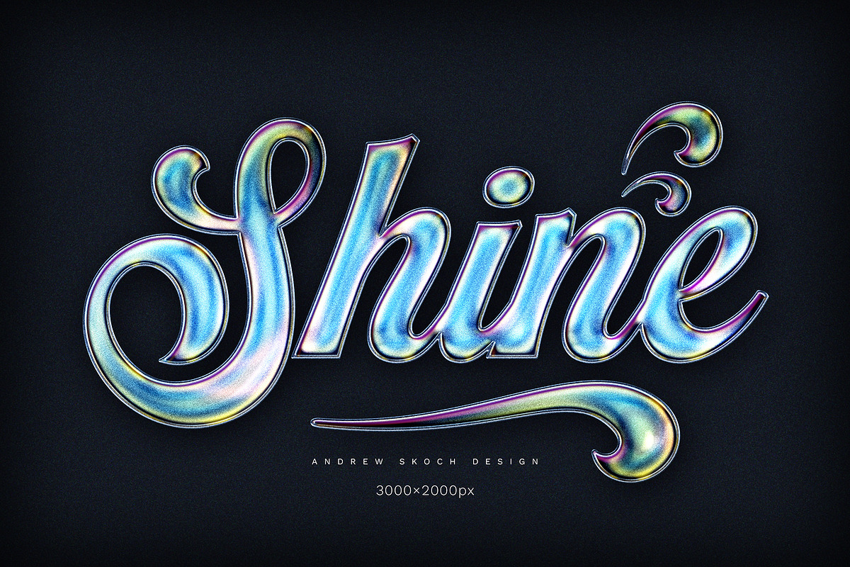 Holographic Text Effects, a Layer Style Add-On by Andrew Skoch Design