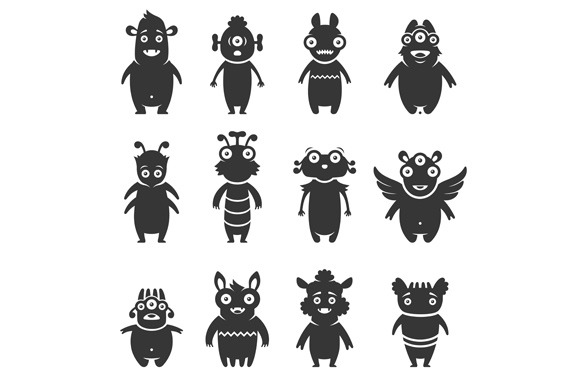 Aliens Silhouette Set, an Icon by in8finity