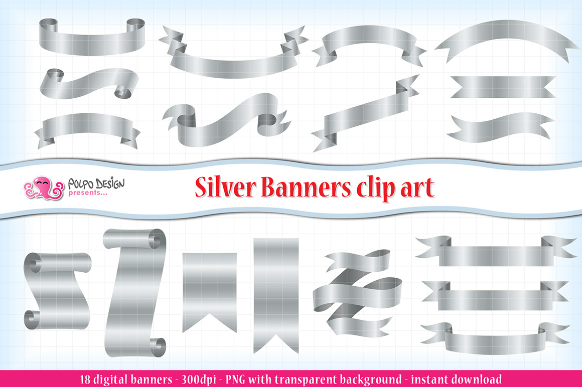 Silver Banners clipart, an Object Graphic by PolpoDesign