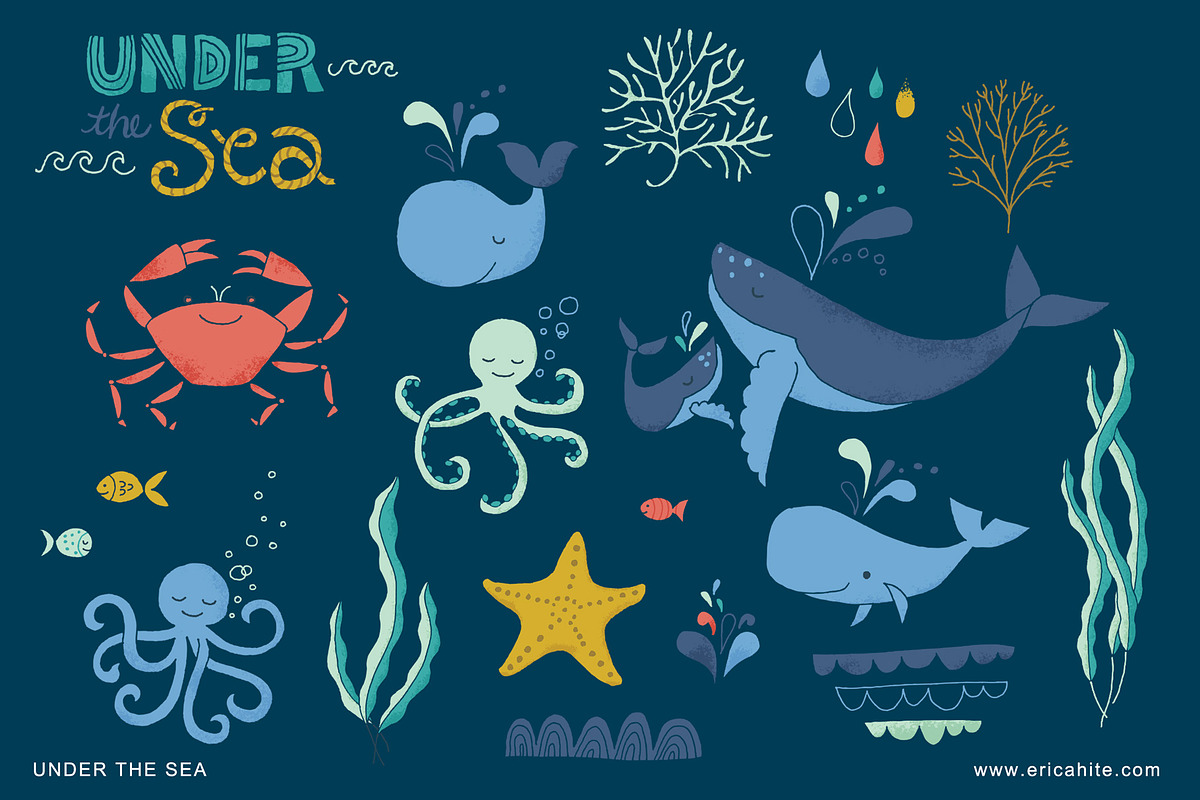 Under the Sea: Clip Art, an Illustration by Erica Hite