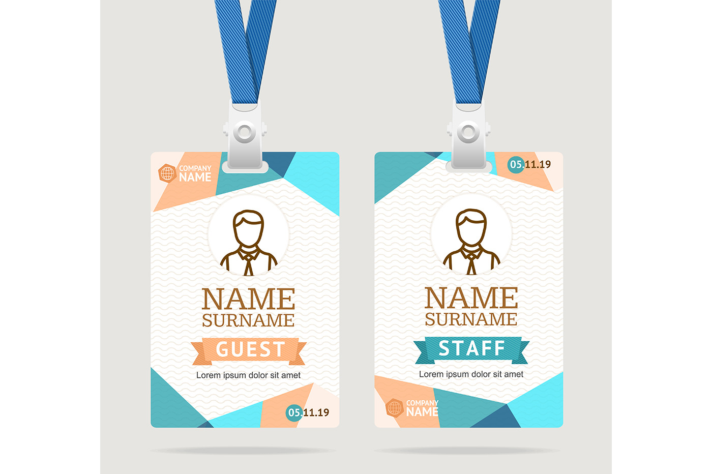Id Card Template Plastic Badge | Graphic Objects ~ Creative Market