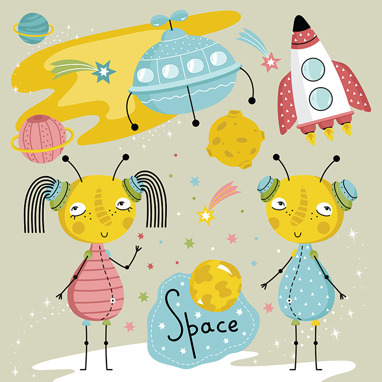 Cartoon illustration about space., an Illustration by studioworkstock ...