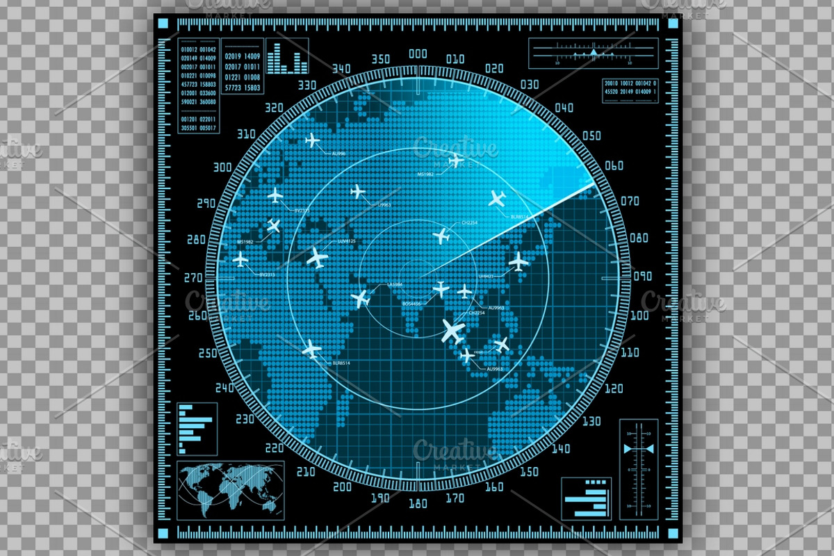 Vector radar screen with planes, a Technology Illustration by MSA-Graphics