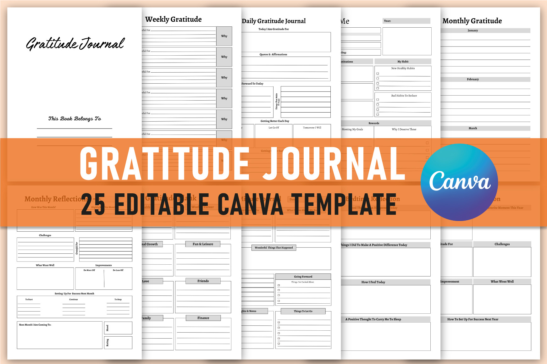 Editable Gratitude Journal For Canva