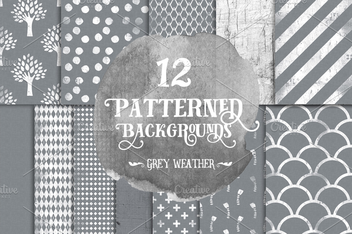 Digital Paper pack Grey, a Pattern Graphic by Creativeqube Design