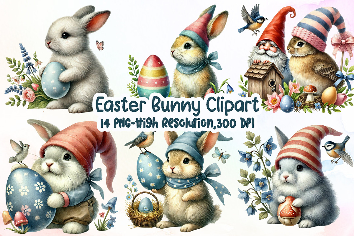 Happy Easter Bunny Clipart Bundle, an Illustration by Sublimation Artist