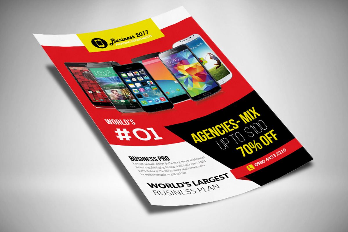 4 Mobile App Flyer Template Bundle, a Marketing Template by Psd Templates