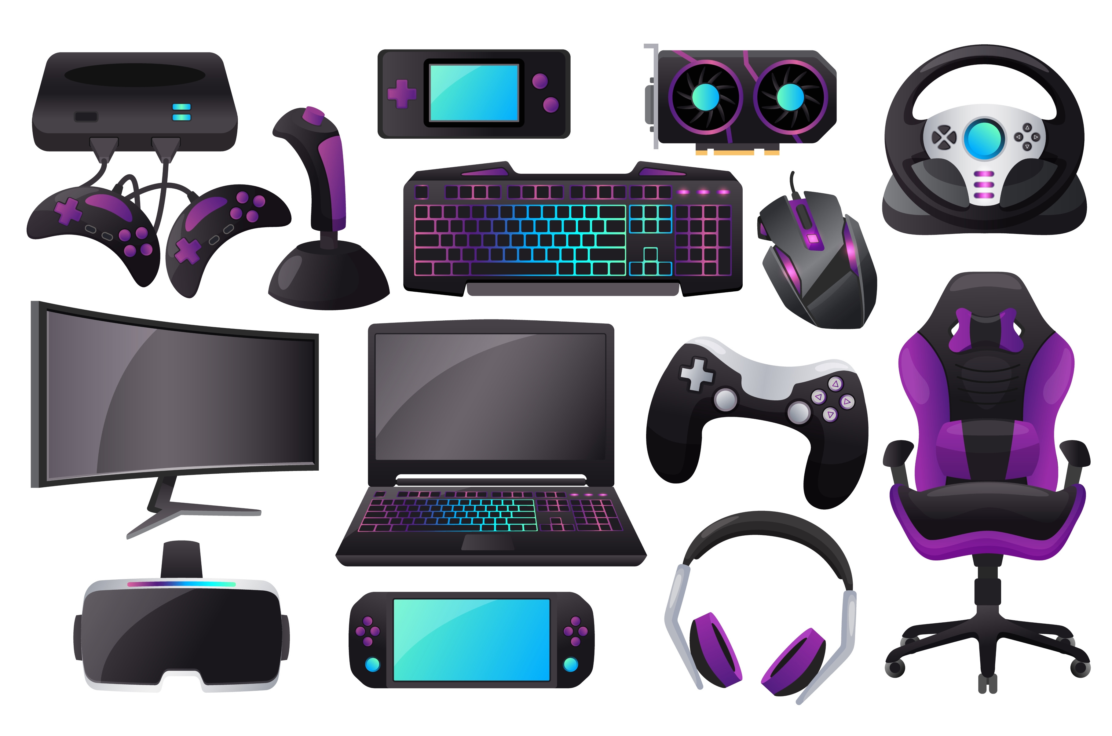 Cartoon gaming accessories, a Technology Illustration by Frogella