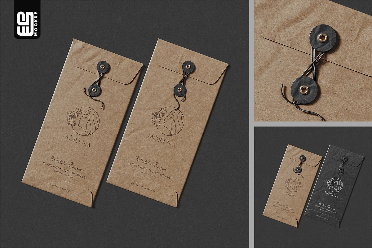 DL Kraft String-Tie Envelope Mockup, a Packaging Mockup by SD Mockup