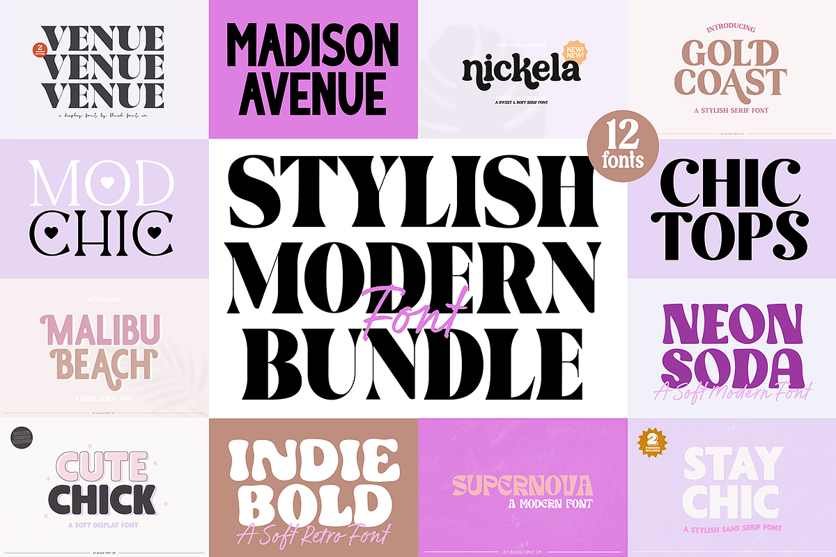 STYLISH MODERN Font Bundle V1, a Sans Serif Font by Blush Font Co.