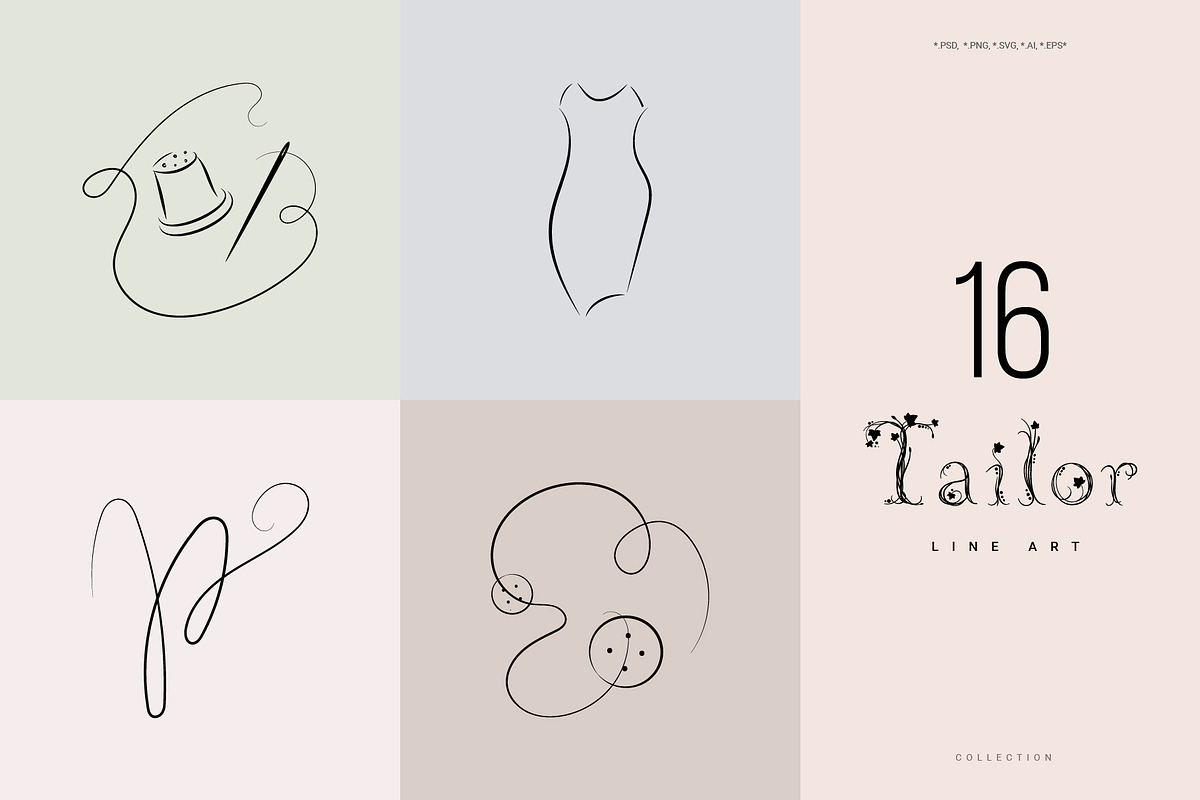 Tailor. Line Art Collection, a Work Illustration by le-genda | Creative ...