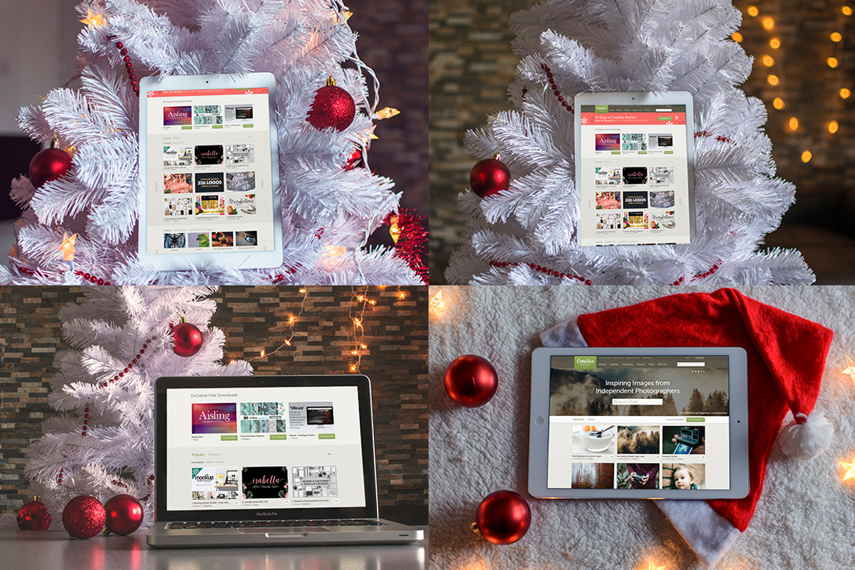 8 Christmas Mac & Ipad Mock-ups, an iPhone Mockup by Dreamy Pixel