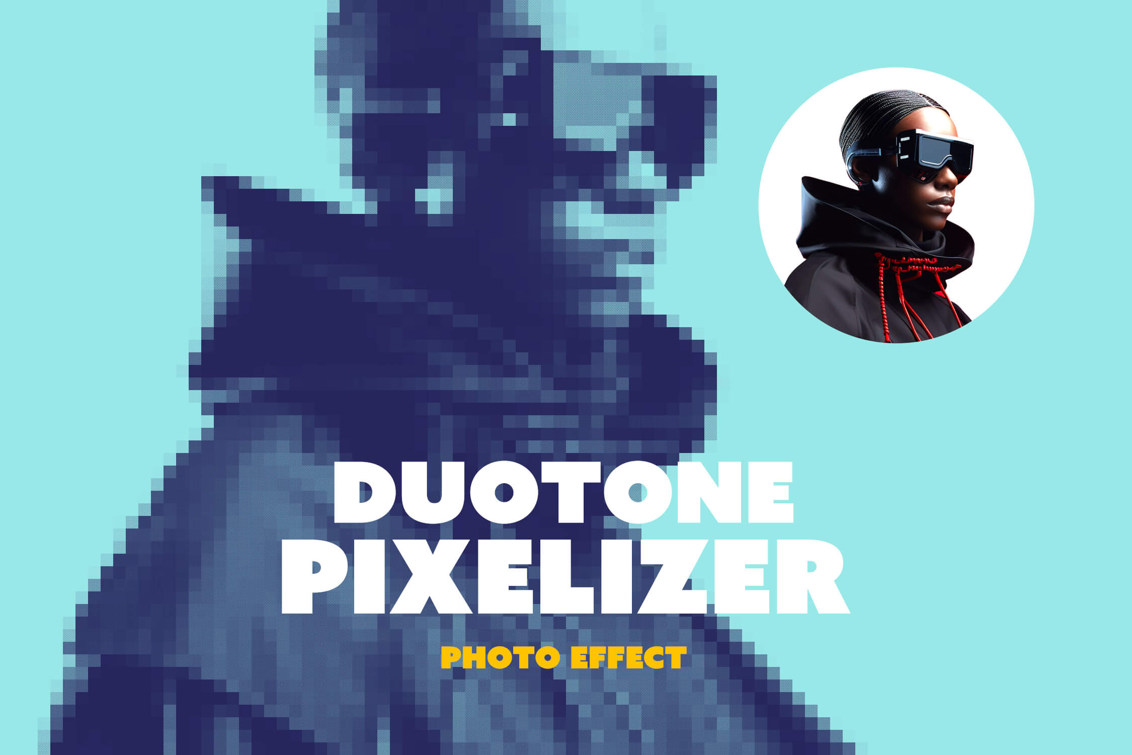 Duotone Pixelizer Photo Effect, a Layer Style Add-On by Design Squad