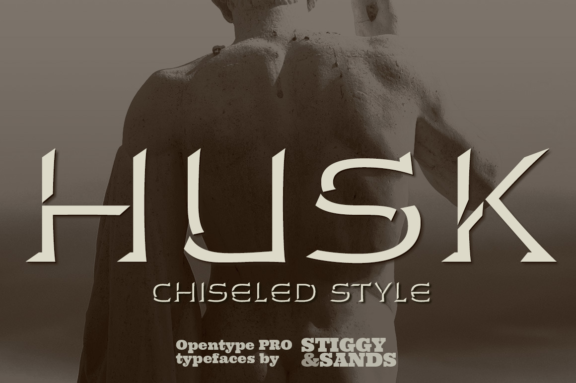 Husk Chiseled, a Serif Font by Stiggy & Sands