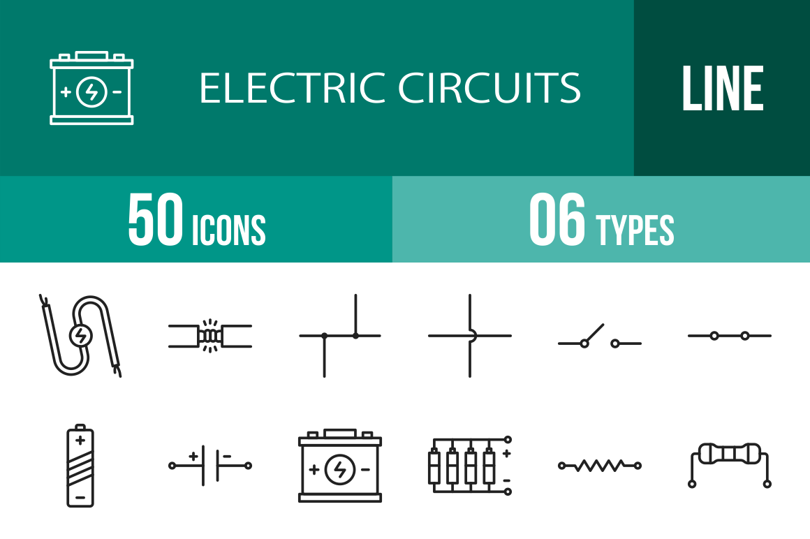 50 Electric Circuits Line Icons, an Icon by IconBunny | Creative Market