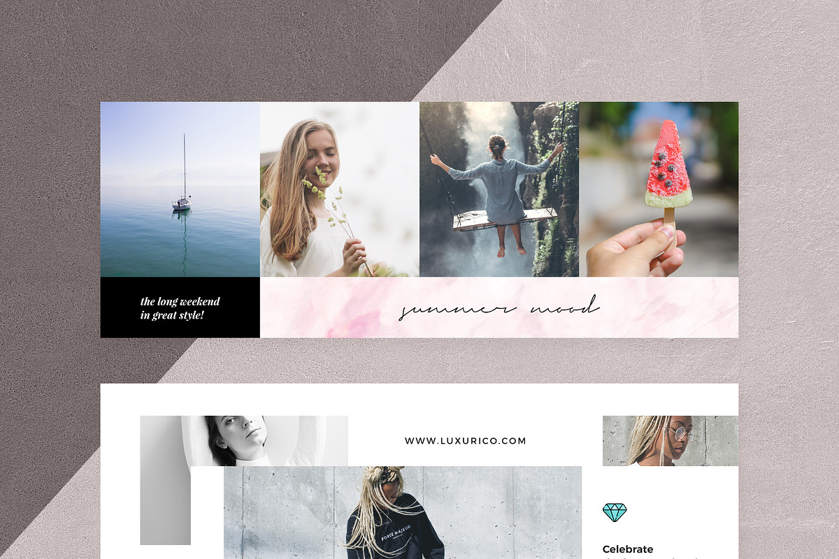 Marble Facebook Cover Pack, a Social Media Template by Crevo Studio