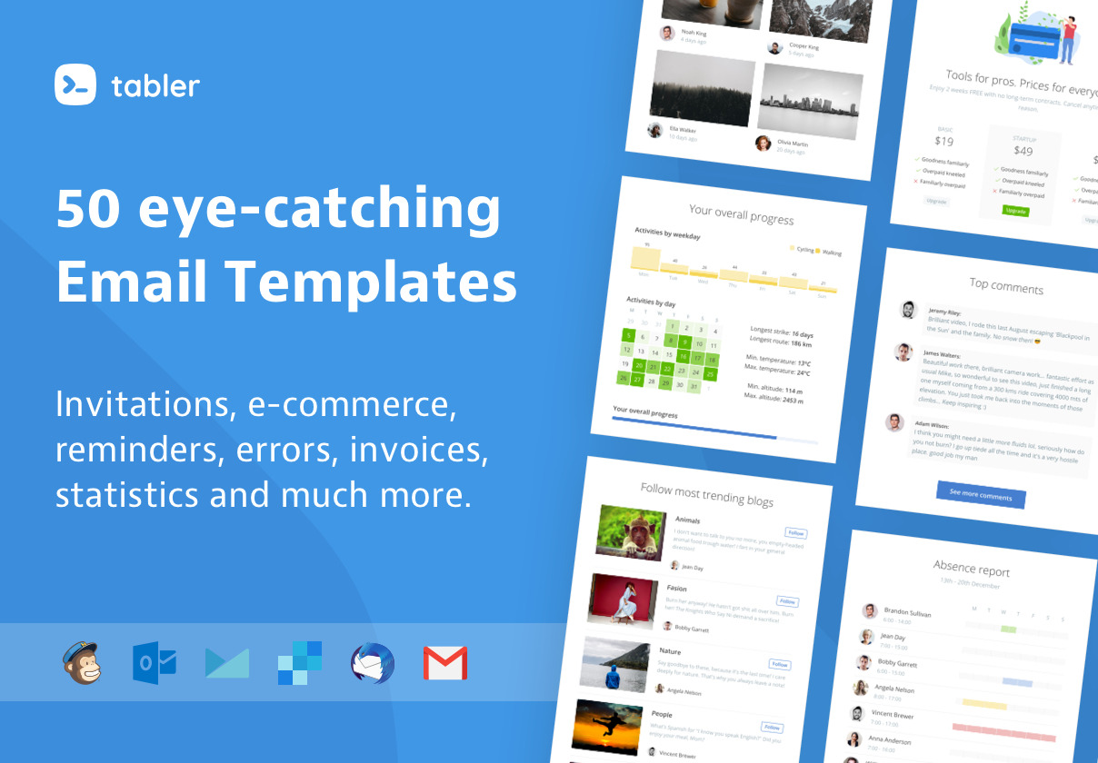 Tabler - 50 HTML Email Templates, an Email Template by codecalm
