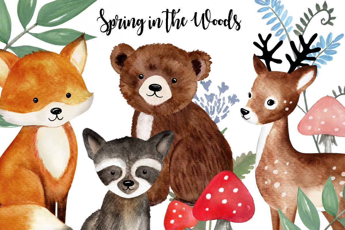 Woodland Animals Clip Art, an Animal Illustration by Roodi and Bear