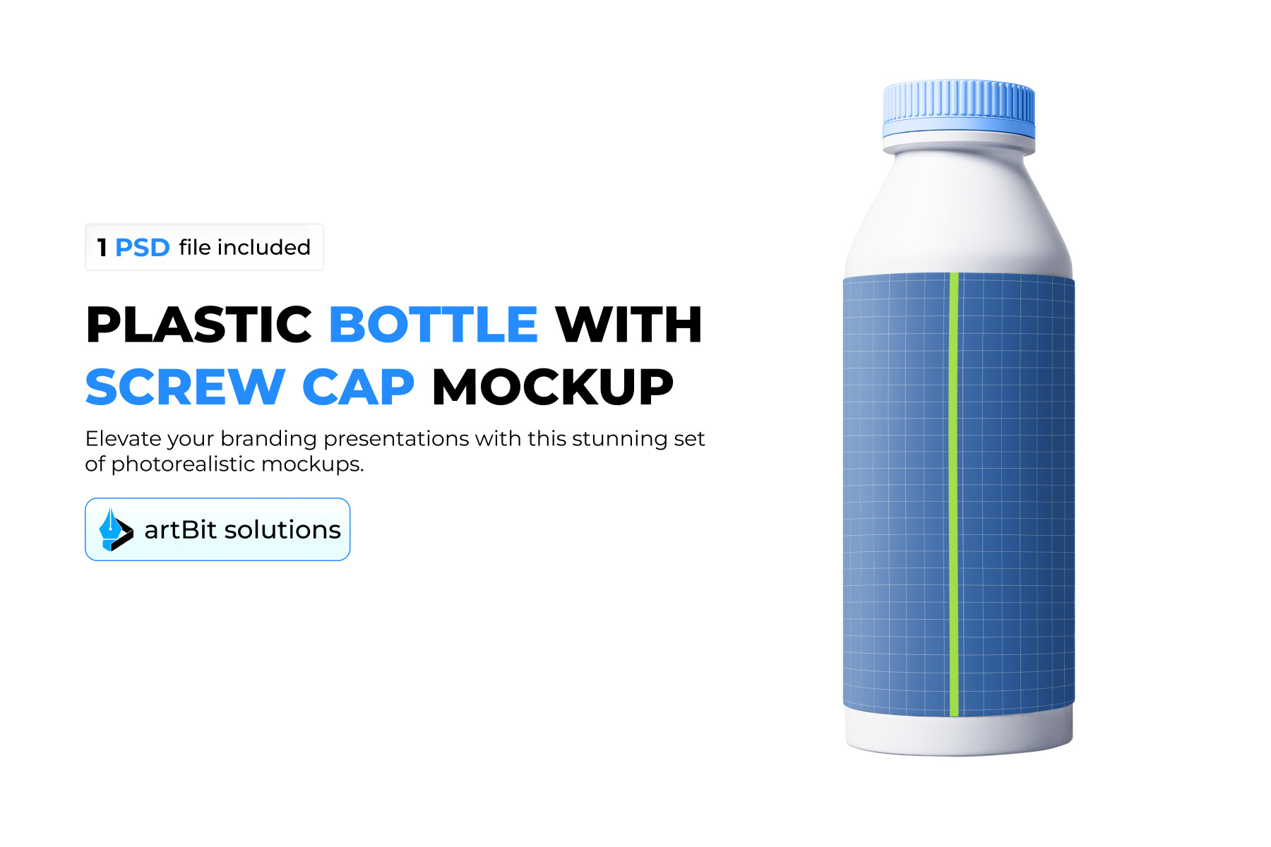 Plastic Bottle with Screw Cap Mockup