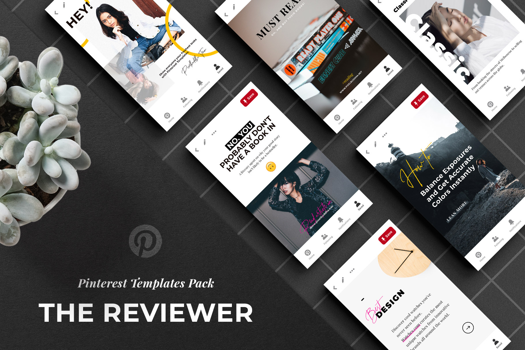 The Reviewer Pinterest Templates Set