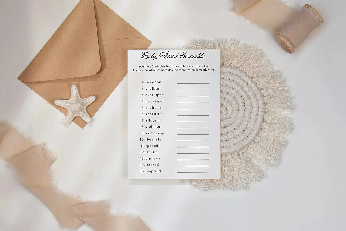 Baby Shower Word Scramble Template, a Card Template by LucaTheme