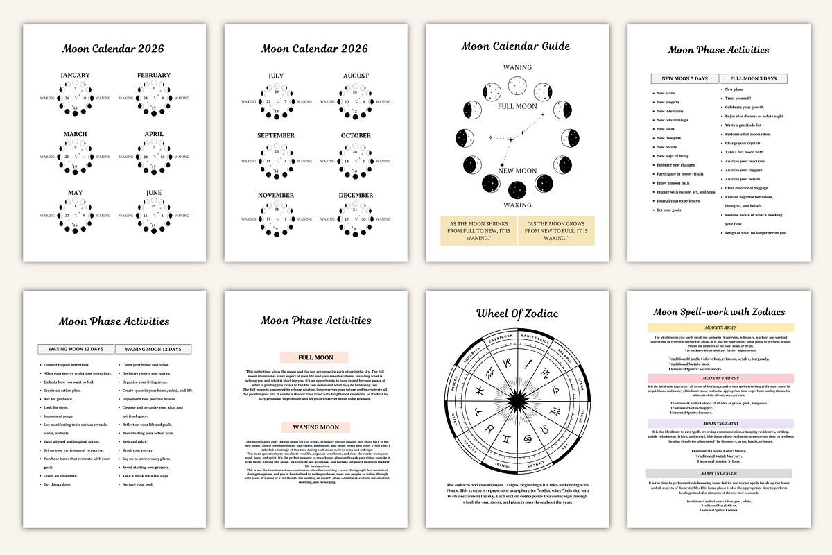 2026 Moon Phases & Rituals Journal