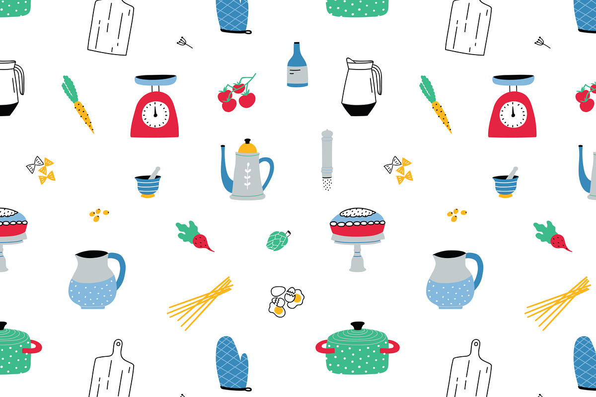 Big home cooking bundle, seamless, a Food Illustration by Good Studio