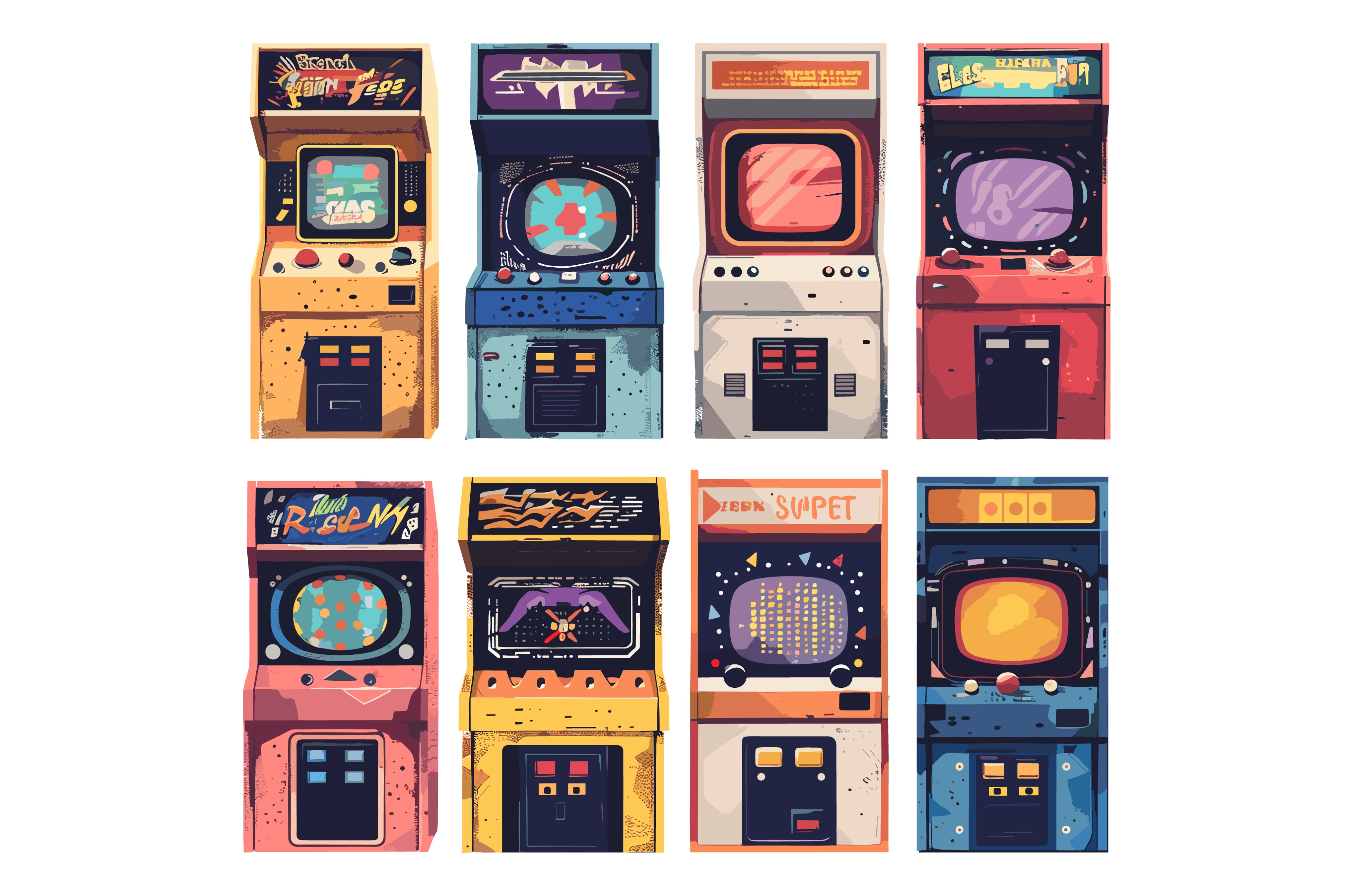 Arcade machines cartoon vector set, an Object Illustration by Stock ...