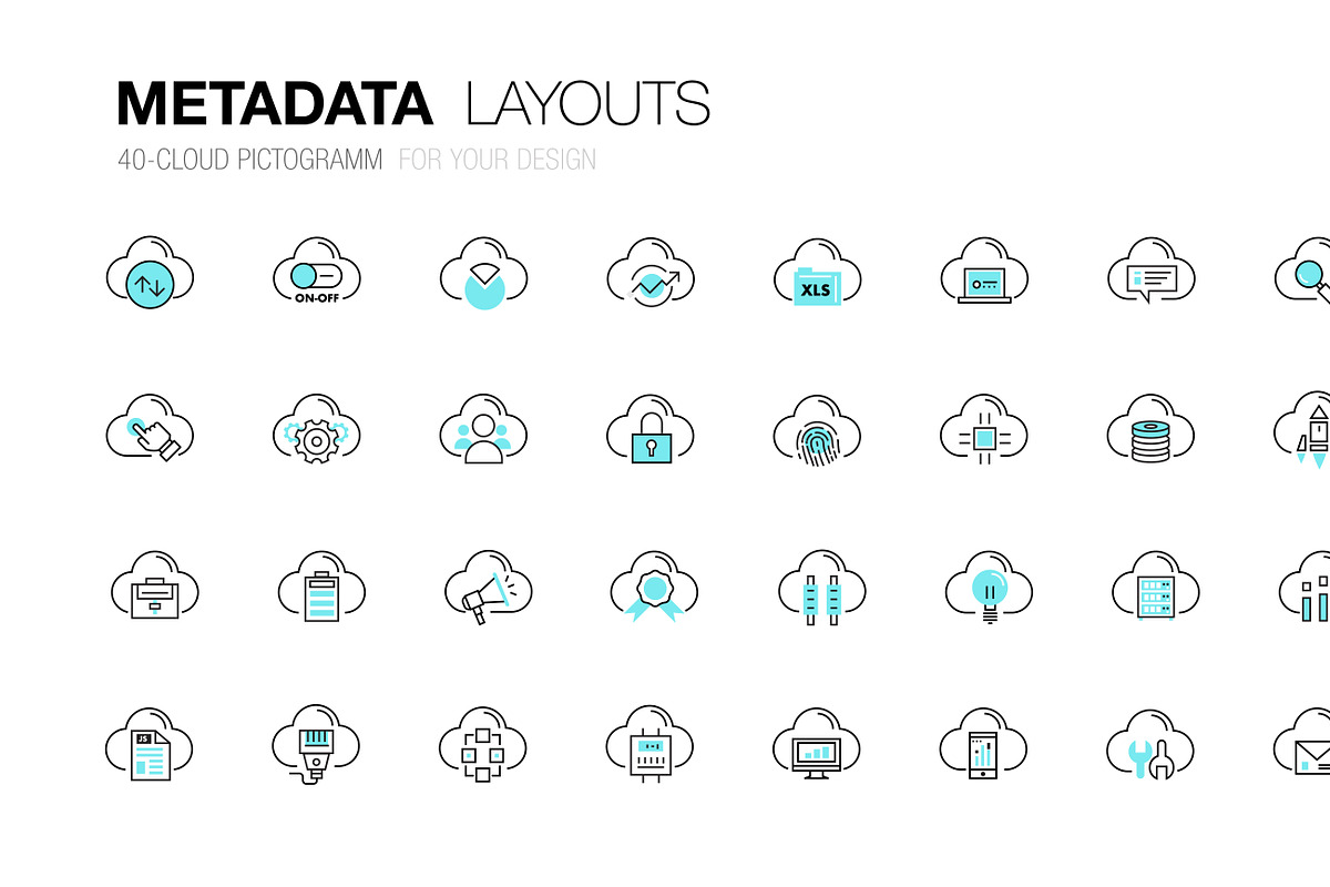 Metadata trendy line icons, an Outline Icon by Vladimir Vihrev