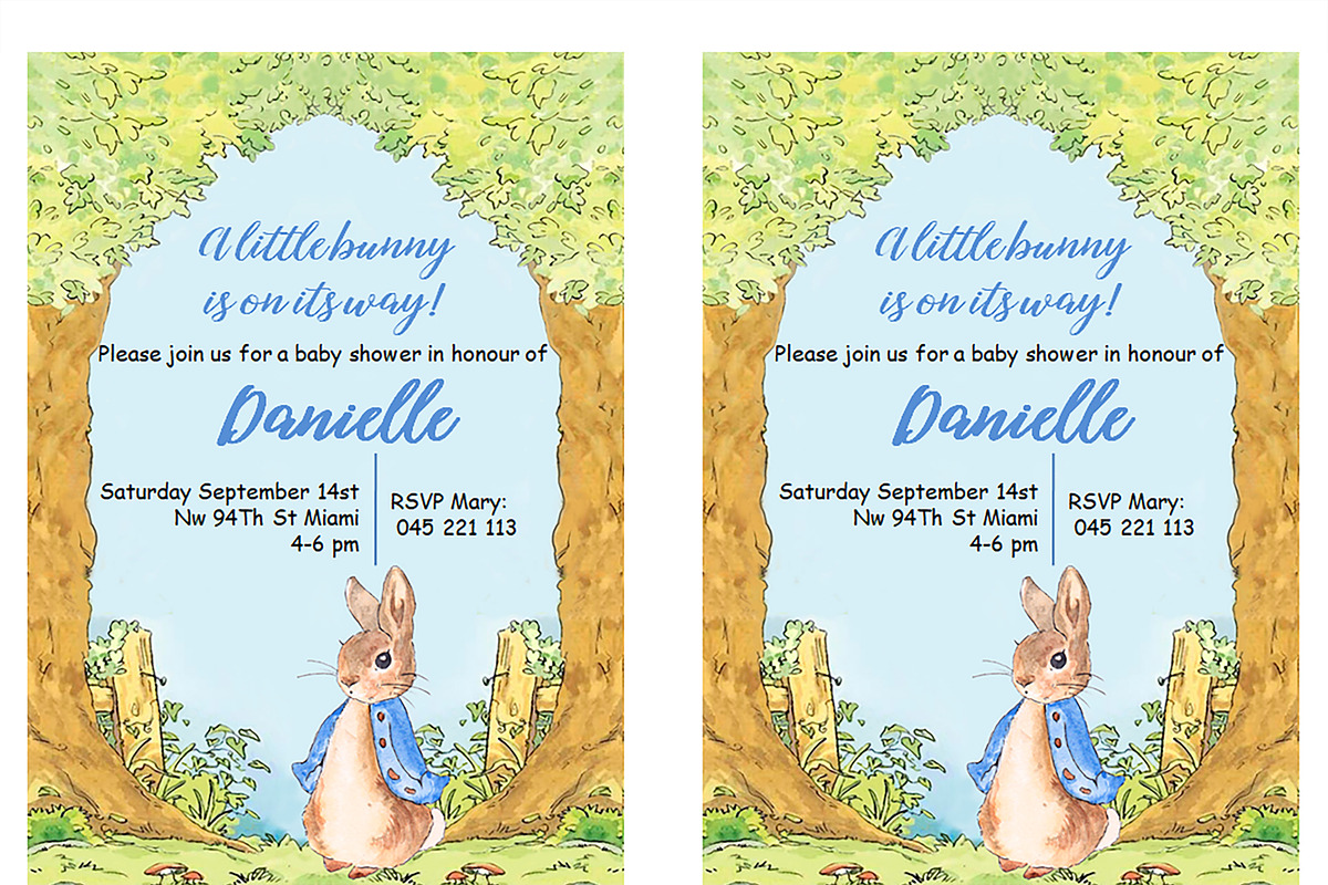 Peter Rabbit Baby Shower Invitation, a Stationery Template by mpcprintables