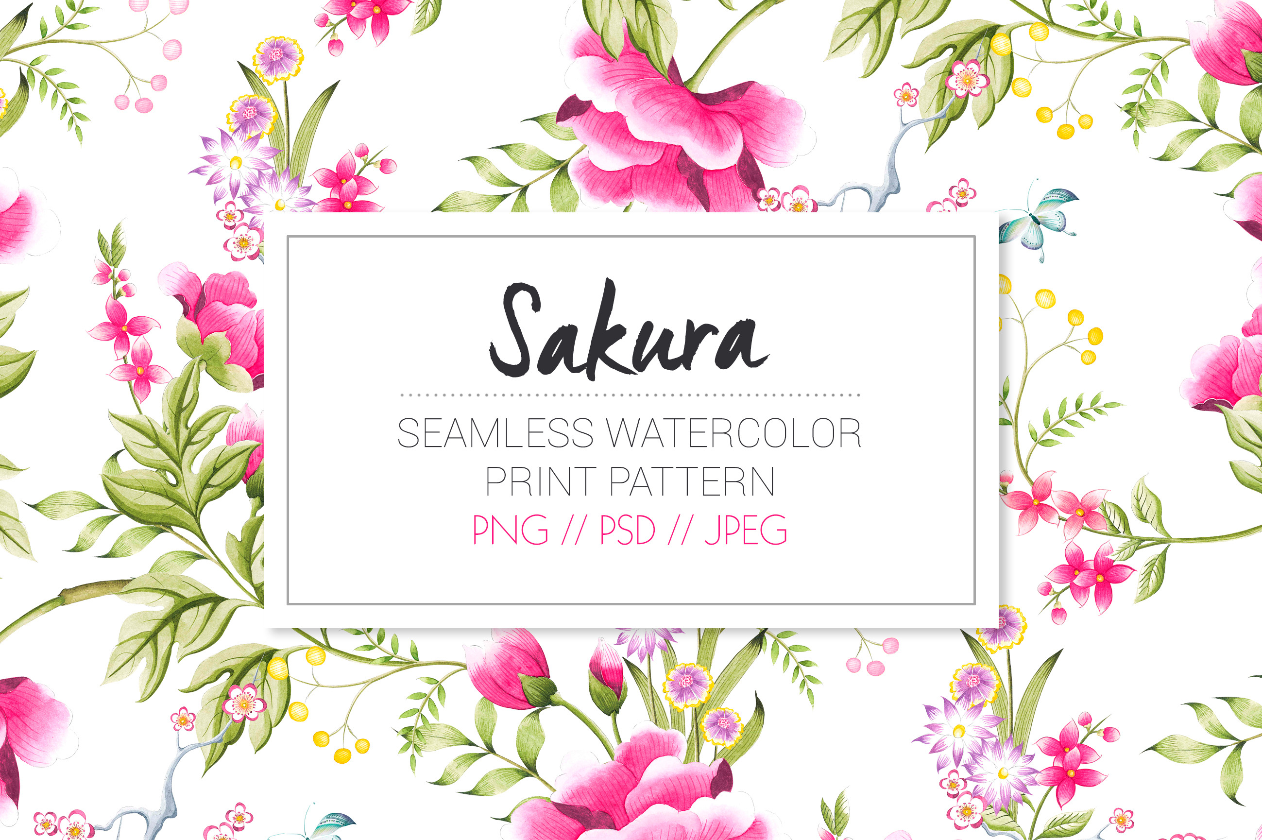 Sakura, a watercolor seamless print., a Pattern Graphic by TSTUDIO