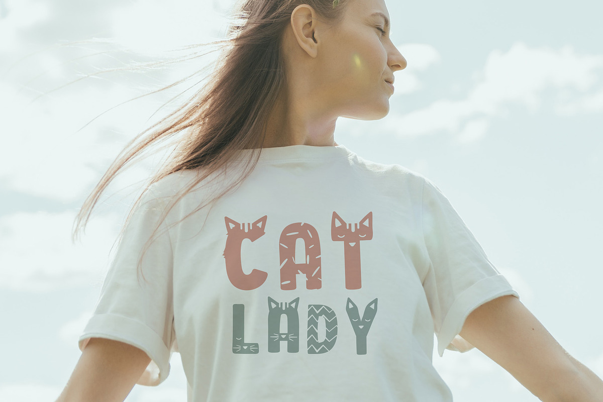 Cat Lady - Cat font, a Font by arausidp