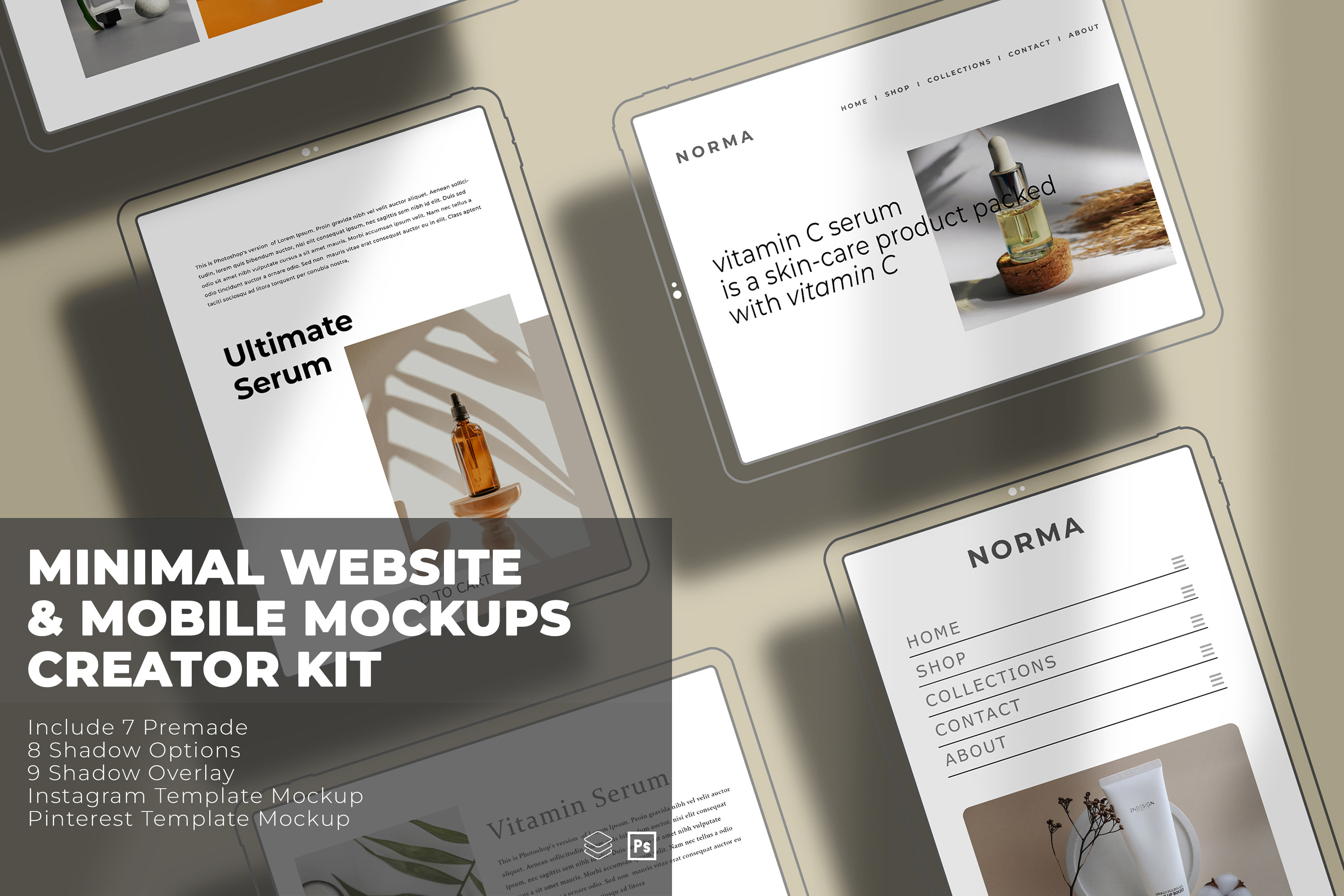 Minimal Website & Mobile Mockups Kit, an iPhone Mockup by Defa Visual