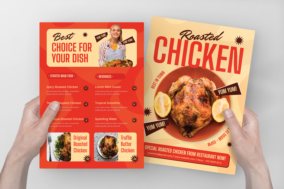 Roasted Chicken Menu, a Flyer Template by Annora Studio