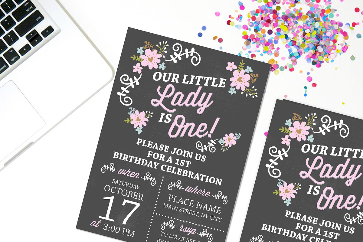 1st Birthday chalkboard invitation, a Templates & Theme by Love Giftery