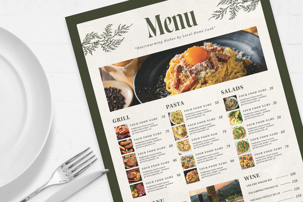 Rustic Menu Template, a Flyer Template by BrandPacks | Creative Market