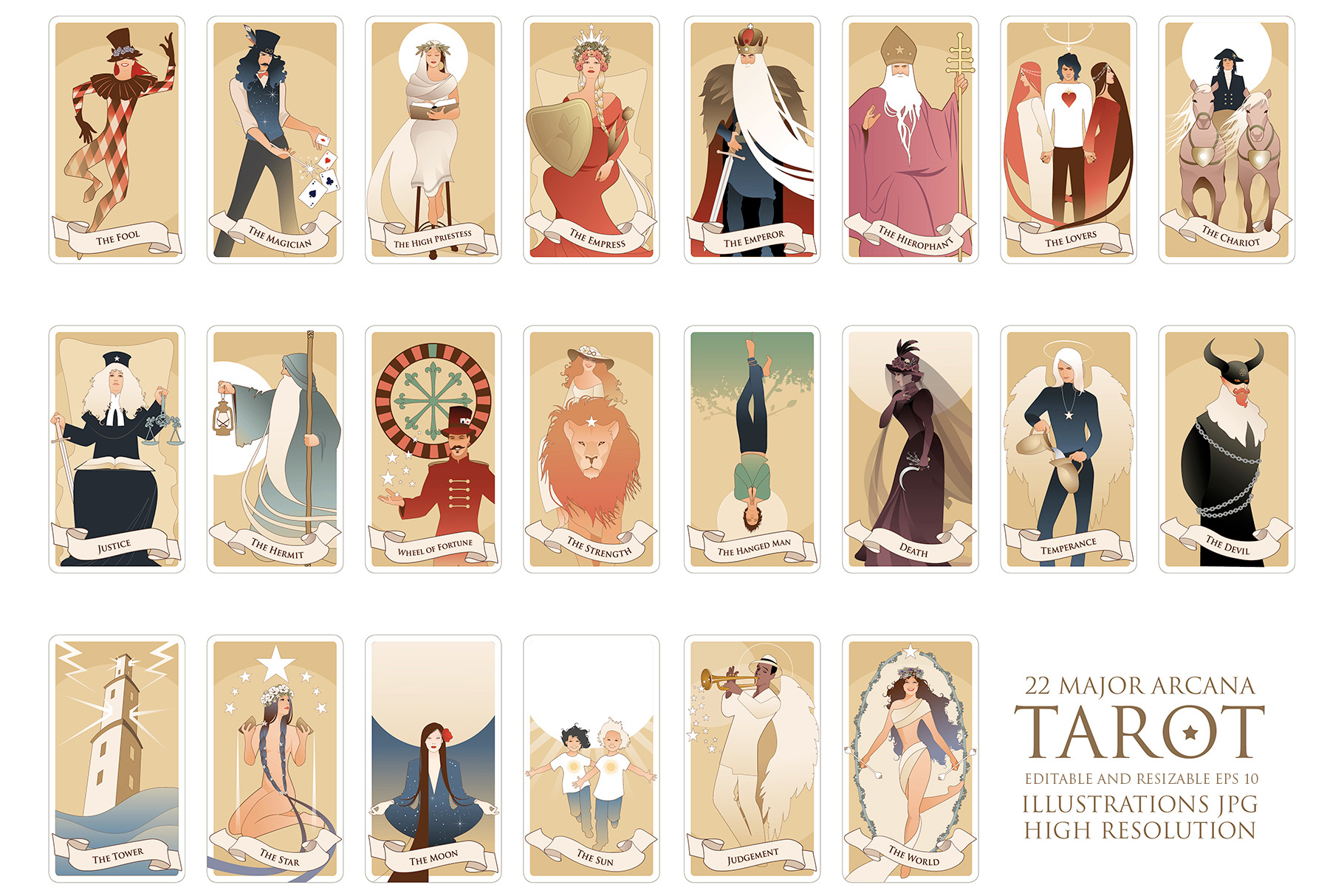 All Major Arcana Tarot Cards, an Illustration by La Inspiratriz