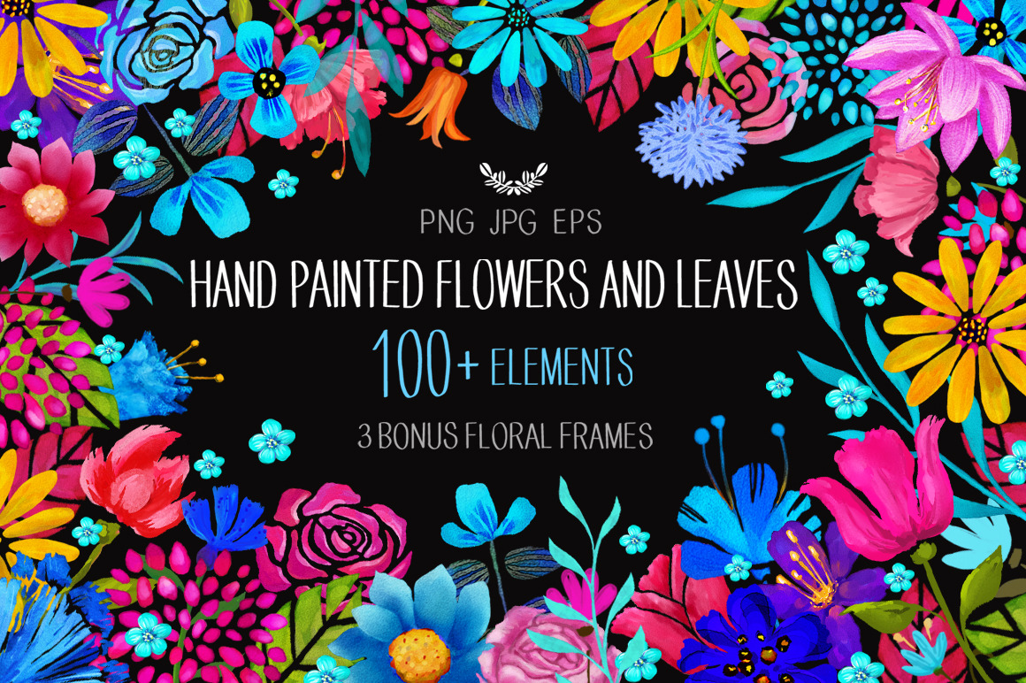 Hand painted floral set with flowers, an Illustration by Nataleana