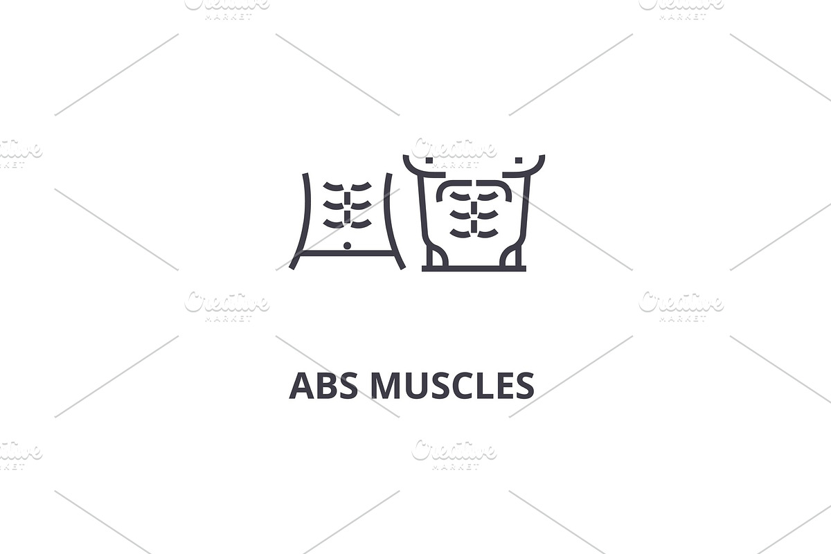 abs muscules thin line icon, sign, symbol, illustation, linear concept ...