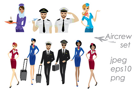 Set Of Aircraft Crew | People Illustrations ~ Creative Market