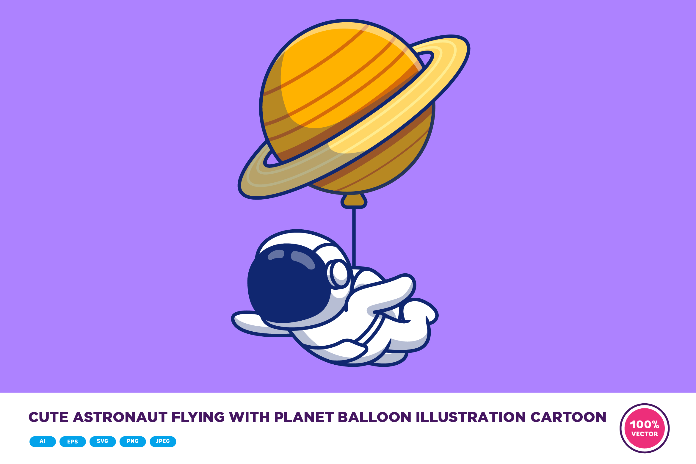 Cute Astronaut Flying With Planet, a Technology Illustration by ...